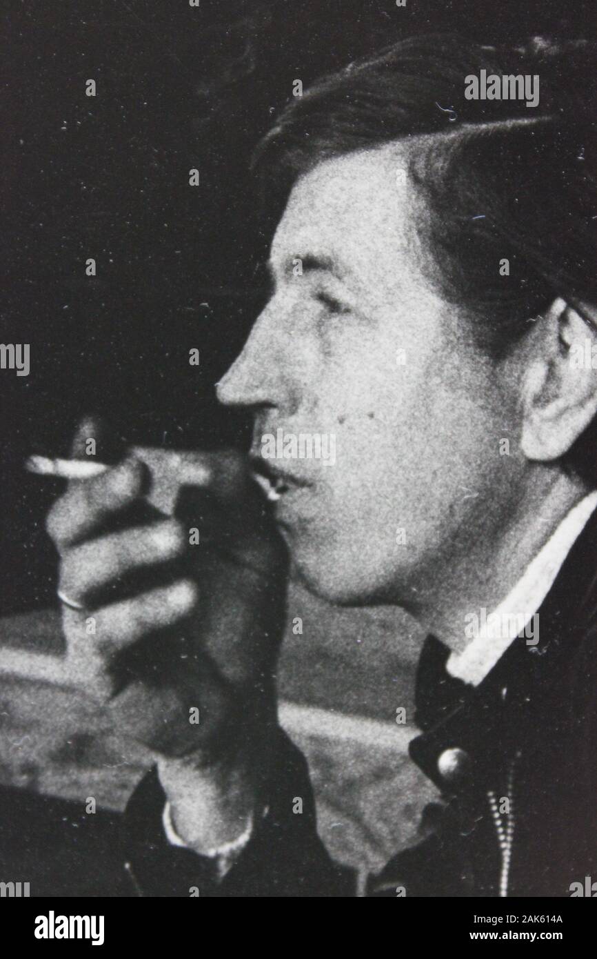 Fine 1970s black and white vintage photography of a man smoking a ...