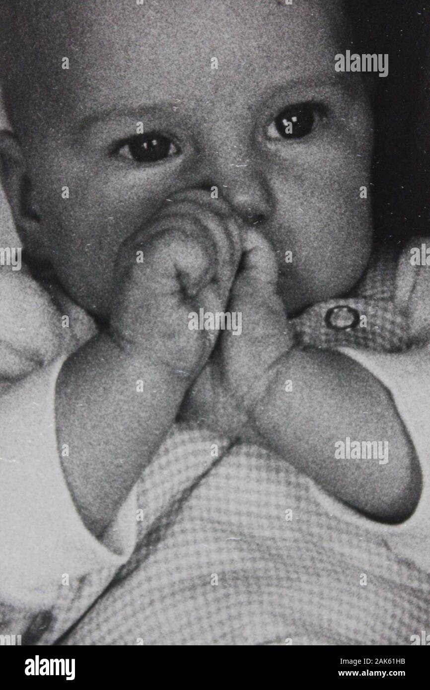 Fine 1970s black and white vintage photography of a baby picture Stock ...