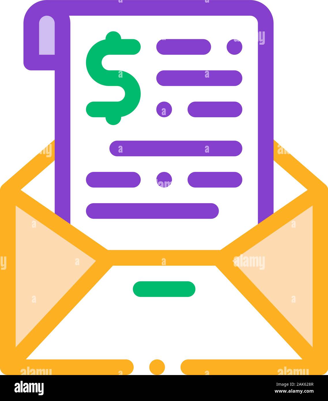 Invoice Message In Envelope And Dollar Vector Icon Stock Vector Image ...