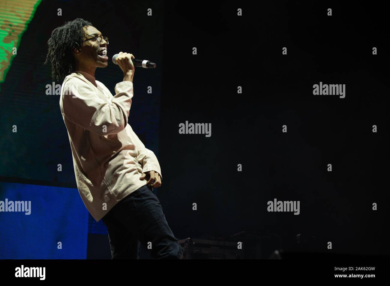 American rapper Lil Tecca performing at Winter Breakout festival 2019 ...