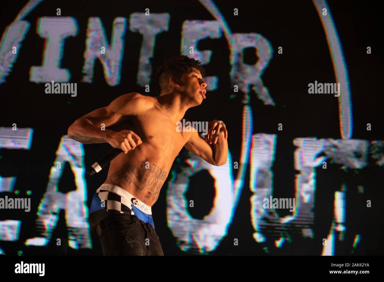 American rapper NLE Choppa performing at Winter Breakout festival 2019 ...