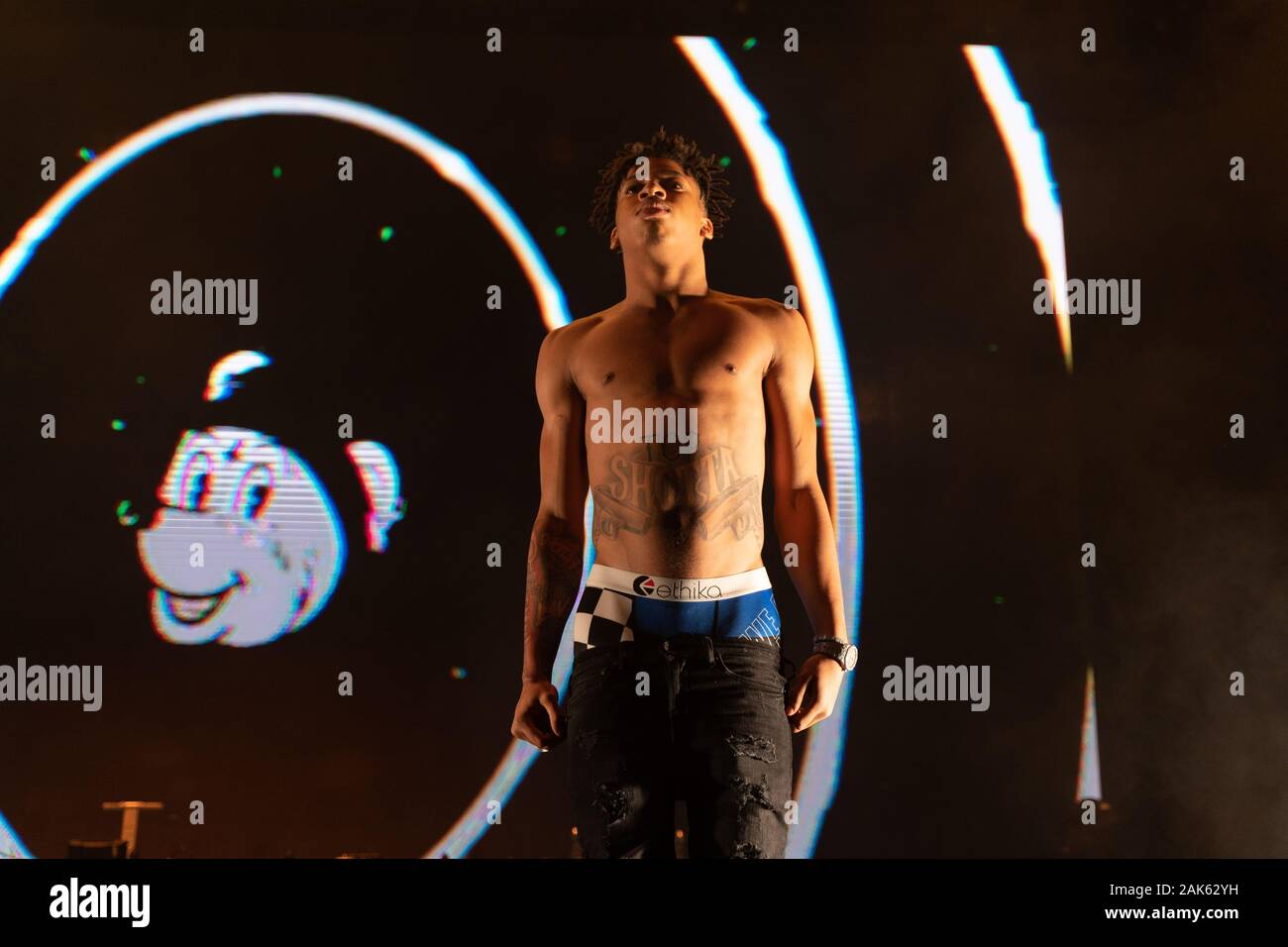 American rapper NLE Choppa performing at Winter Breakout festival 2019 ...