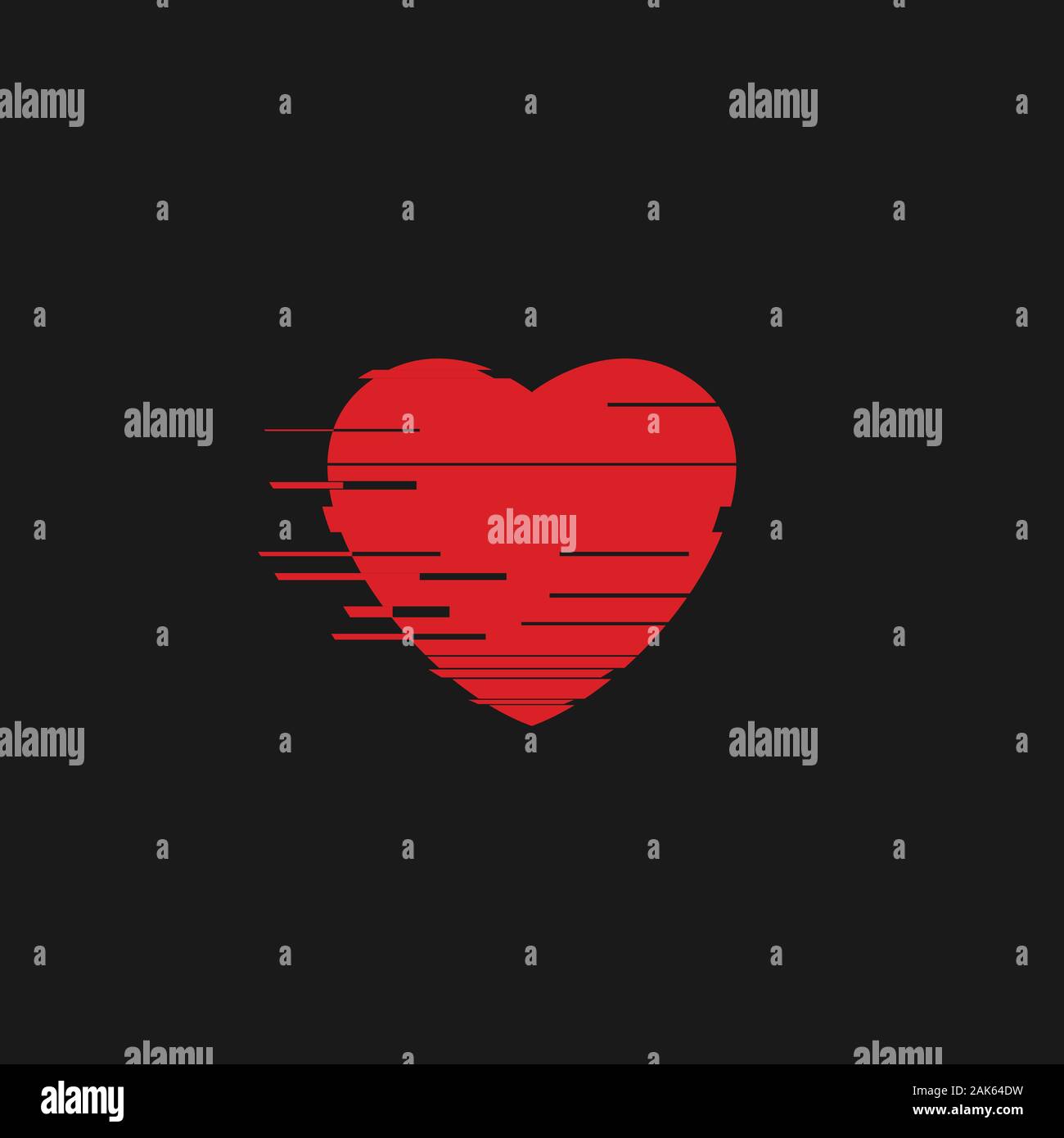 Glitch effect red heart. Love symbol, Valentine day sign Stock Vector ...