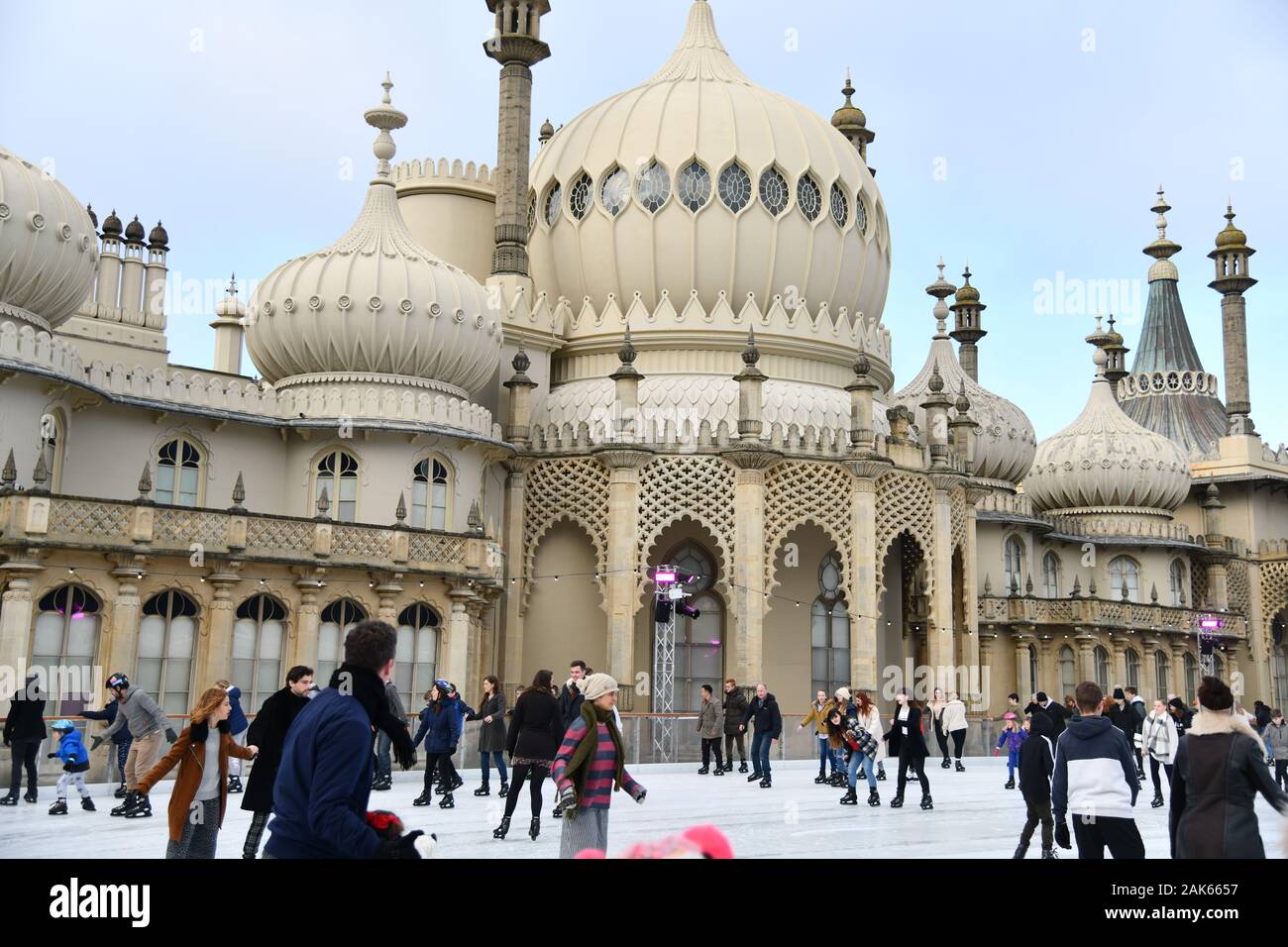 Ice skating at Brighton's royal Pavilion Christmas 2019 Stock Photo - Alamy