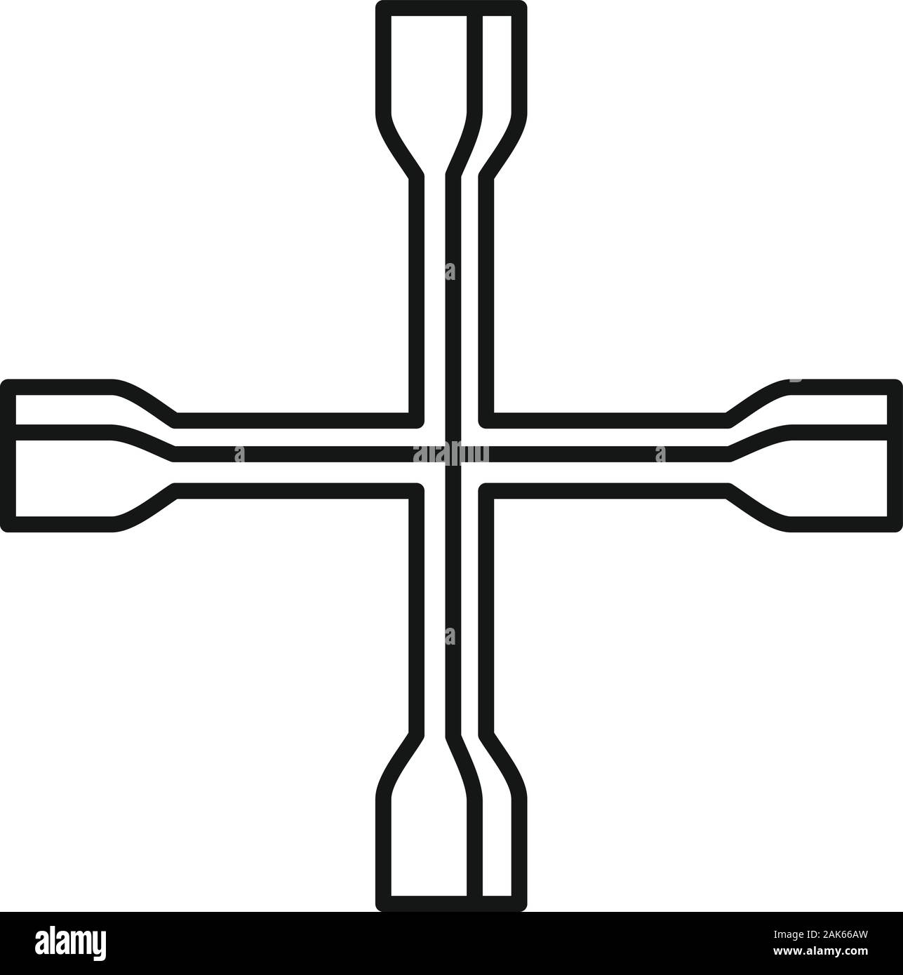 Car cross wrench icon. Outline car cross wrench vector icon for web ...