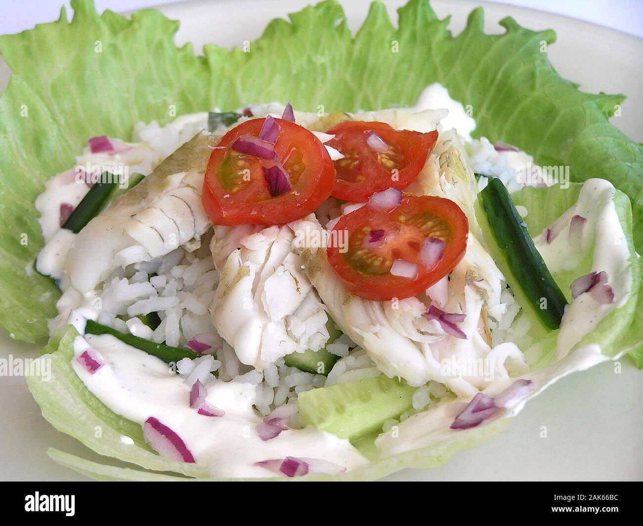 Smoked perch with wegetables Stock Photo - Alamy