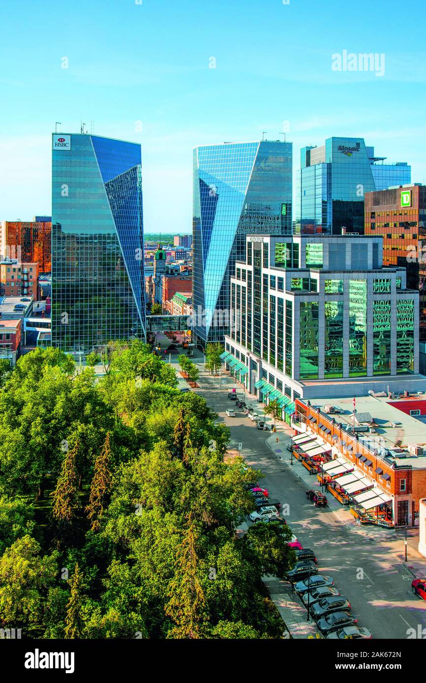 Saskatchewan: Regina, Blick auf Victoria Park und die McCallum Hill ...