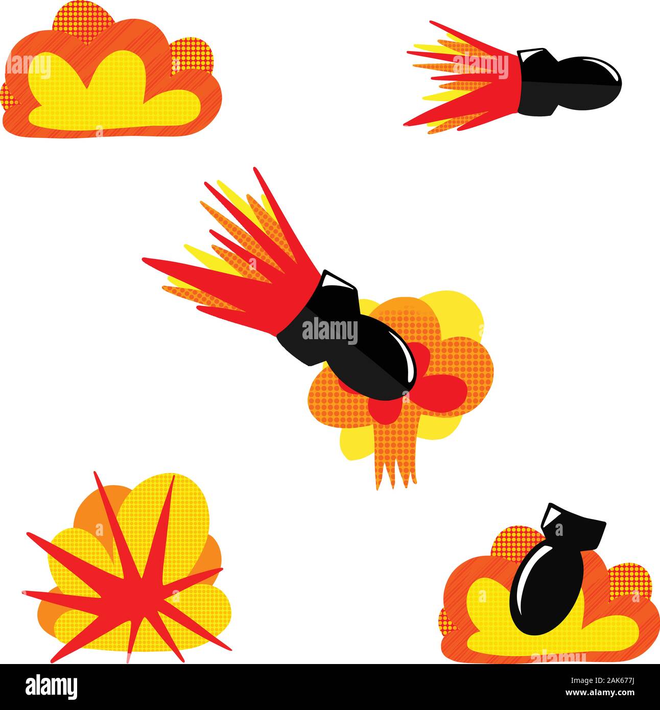 Collection of Cartoon Bombs and War Missiles And Explosions Vector ...