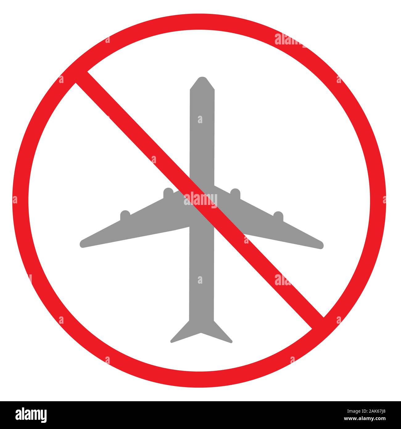 forbidden plane icon on white background. flat style. red prohibition ...