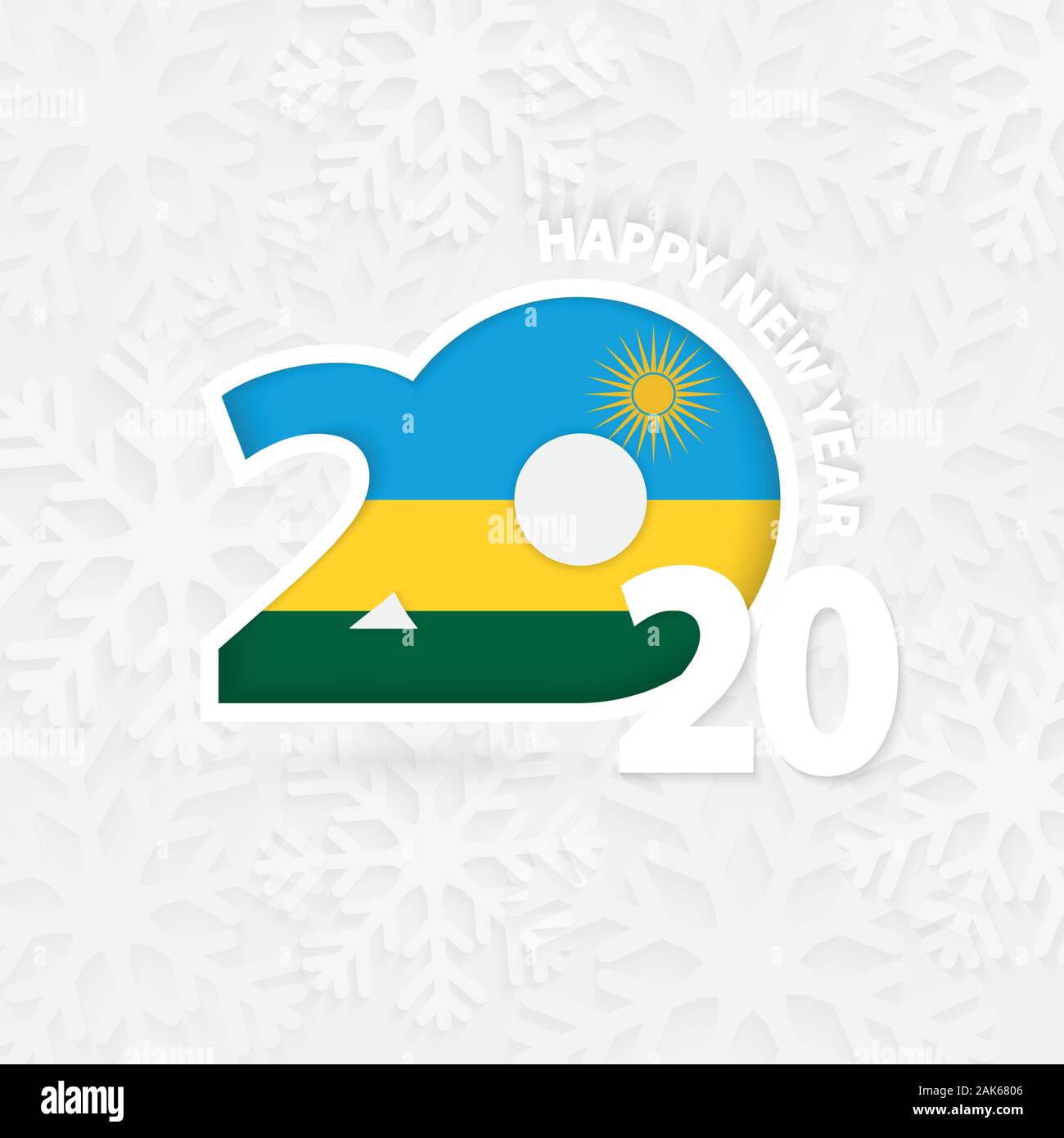 Happy New Year 2020 for Rwanda on snowflake background. Greeting Rwanda ...