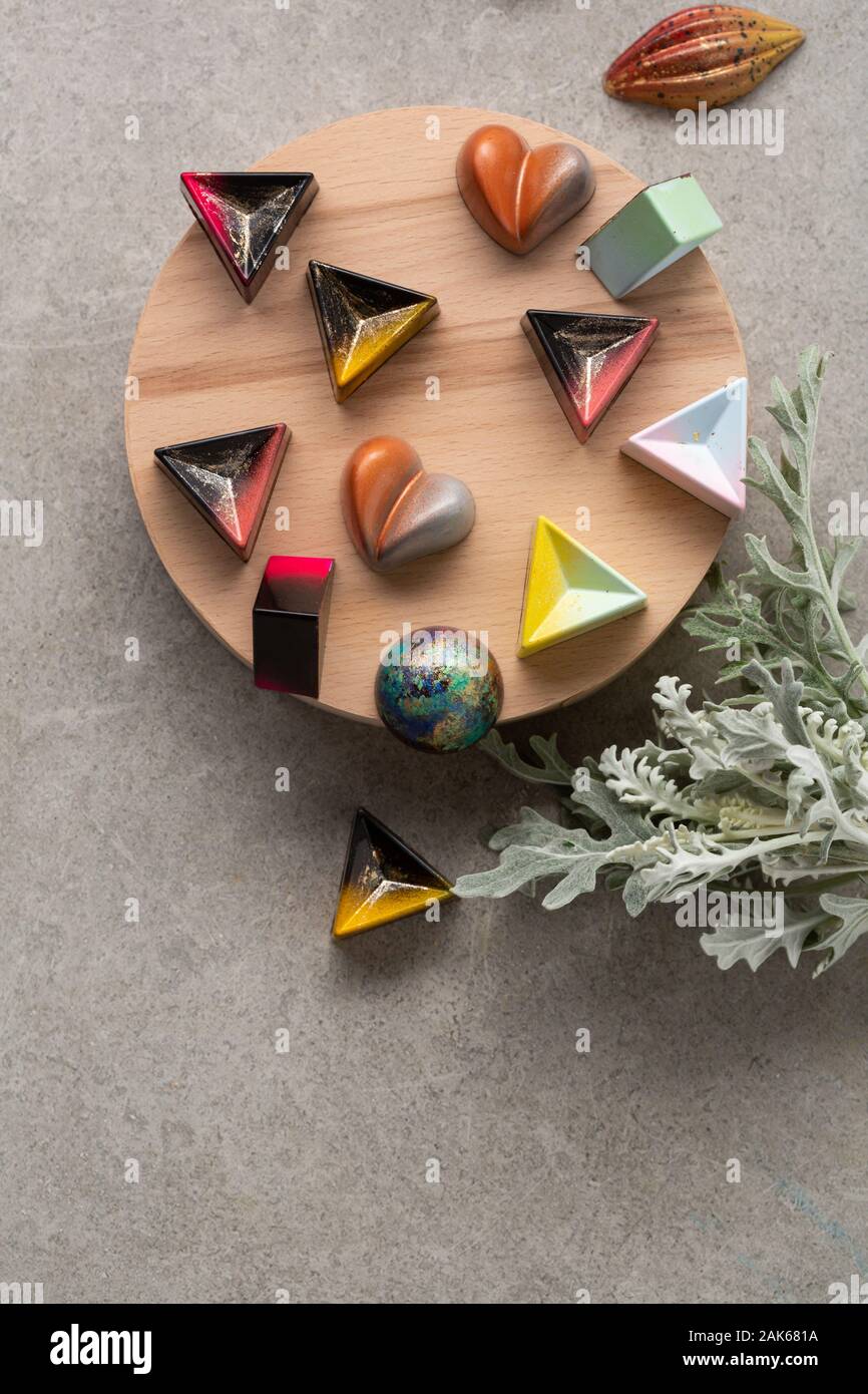 Luxury chocolate candy collection top view Stock Photo - Alamy