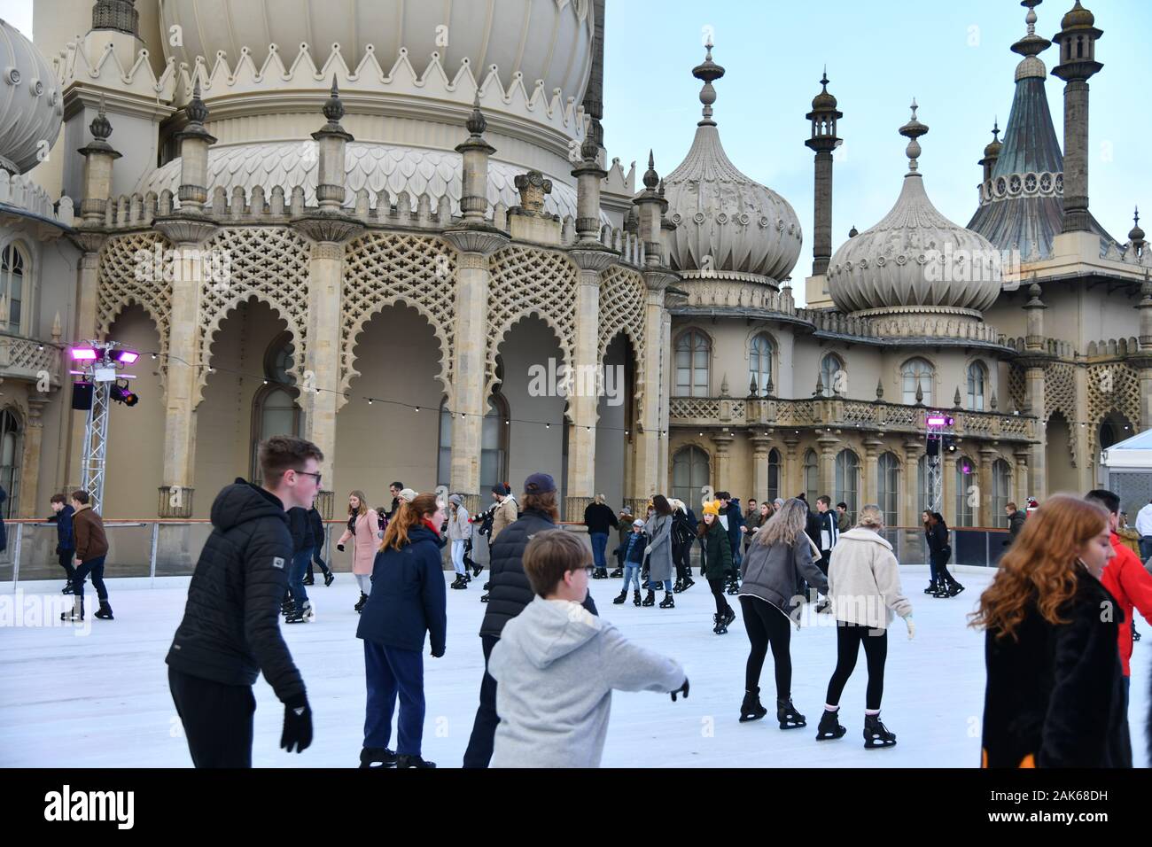Ice skating at Brighton's royal Pavilion Christmas 2019 Stock Photo - Alamy