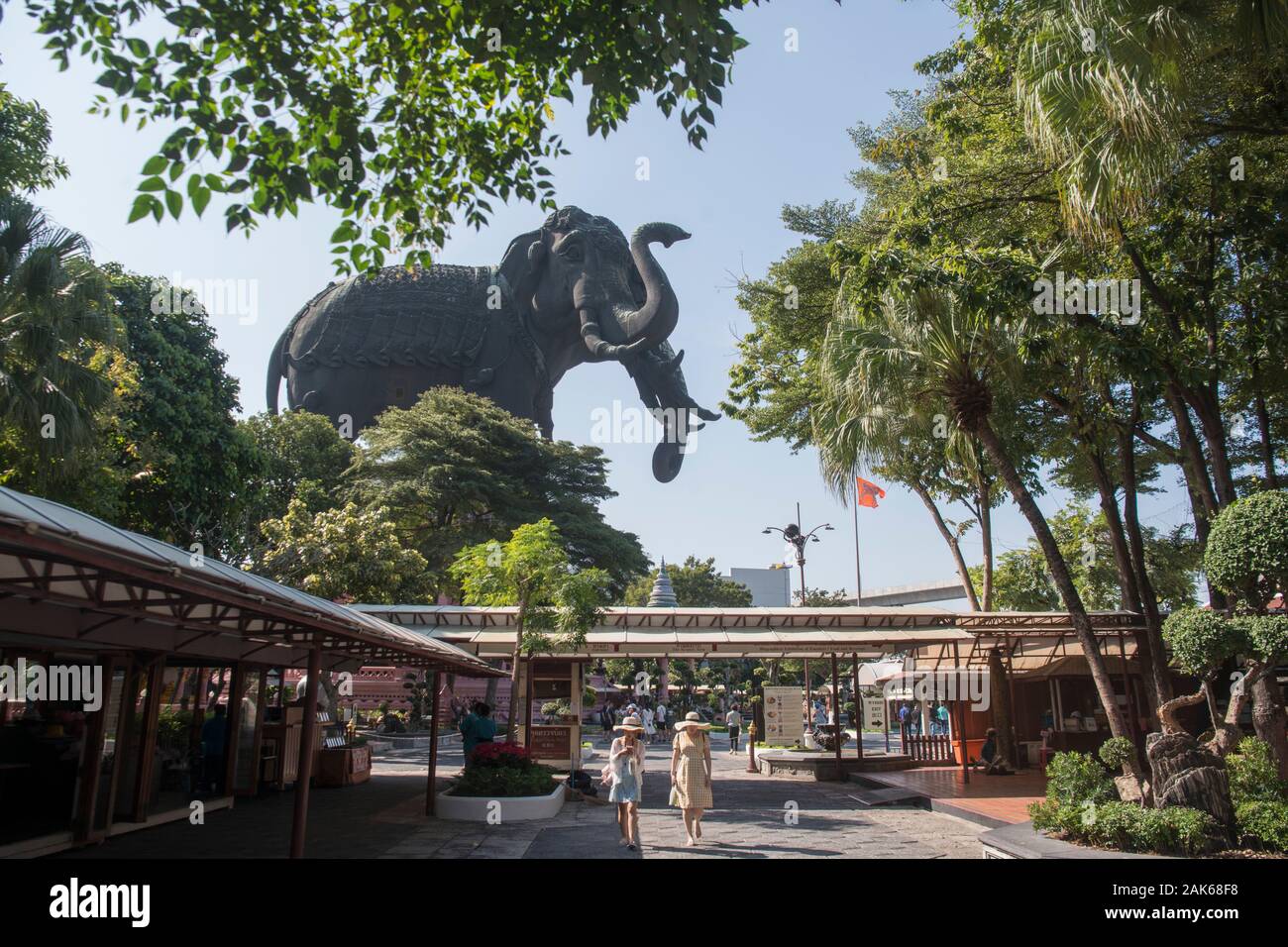 The 3 headed elephant statue of the Erewan Elephant Museum and temple ...