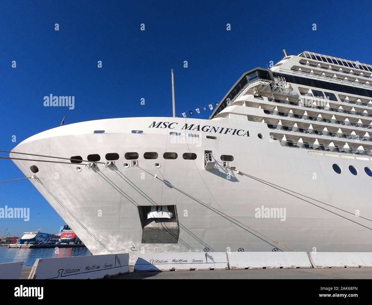 MSC Magnifica cruise boat. Port of Genoa. Liguria. Italy Stock Photo ...