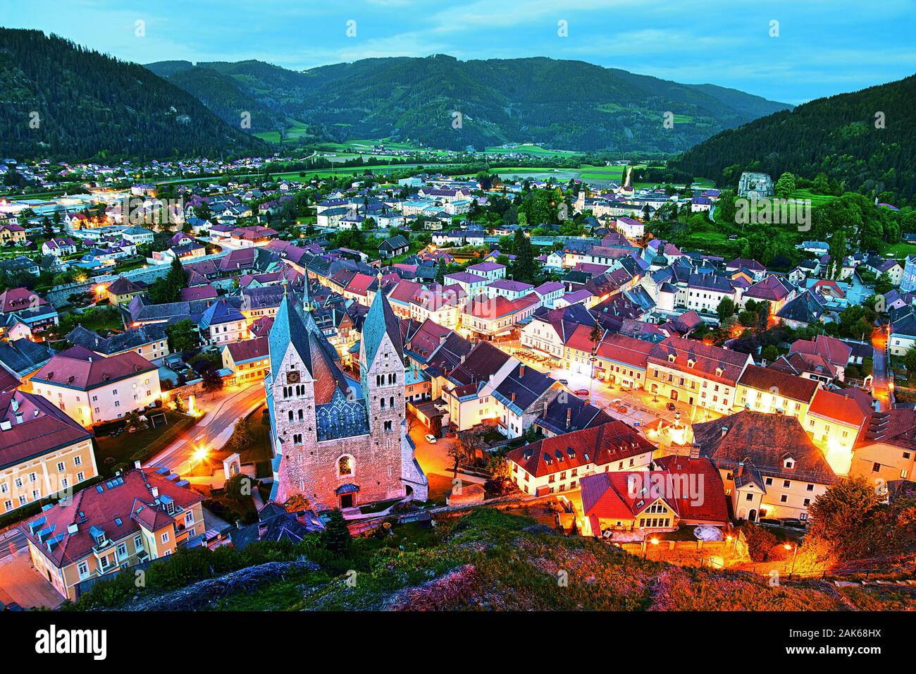 Friesach: Blick auf die Stadt mit der Pfarre Friesach, Kaernten | usage ...