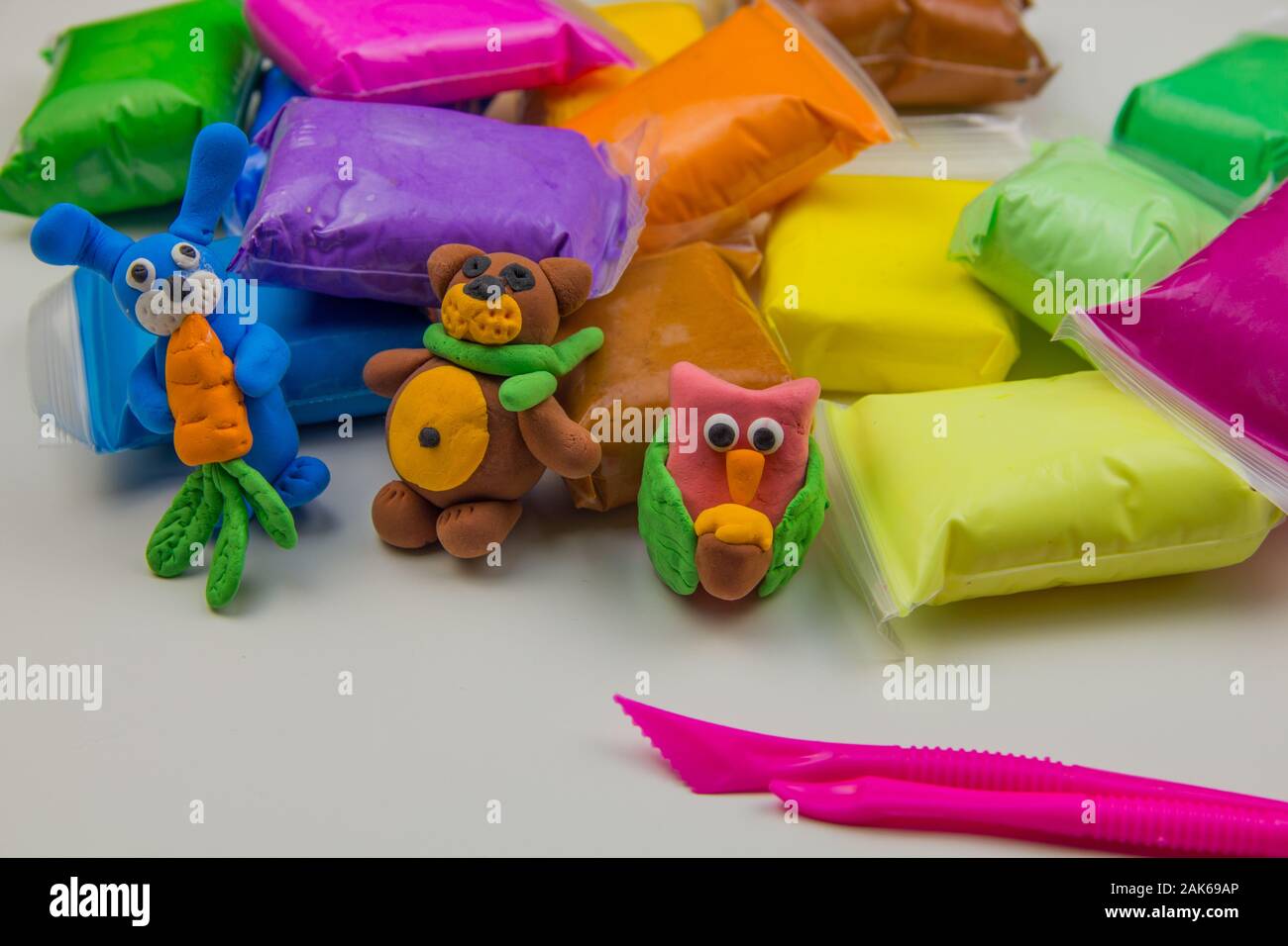 Airy plasticine mass for modeling colored super light plasticine on a ...