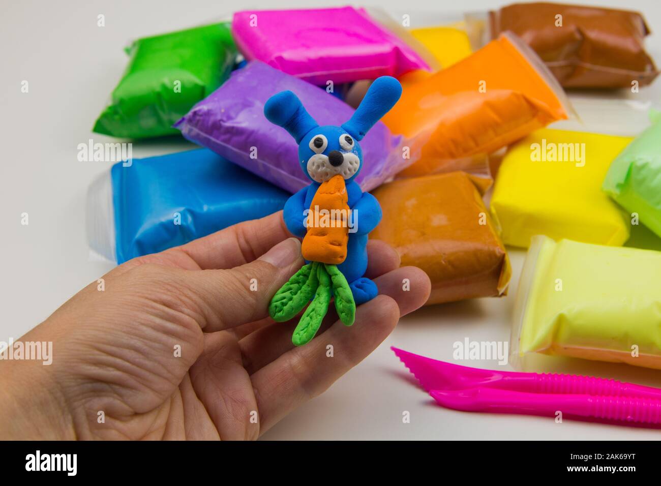 Airy plasticine mass for modeling colored super light plasticine on a ...