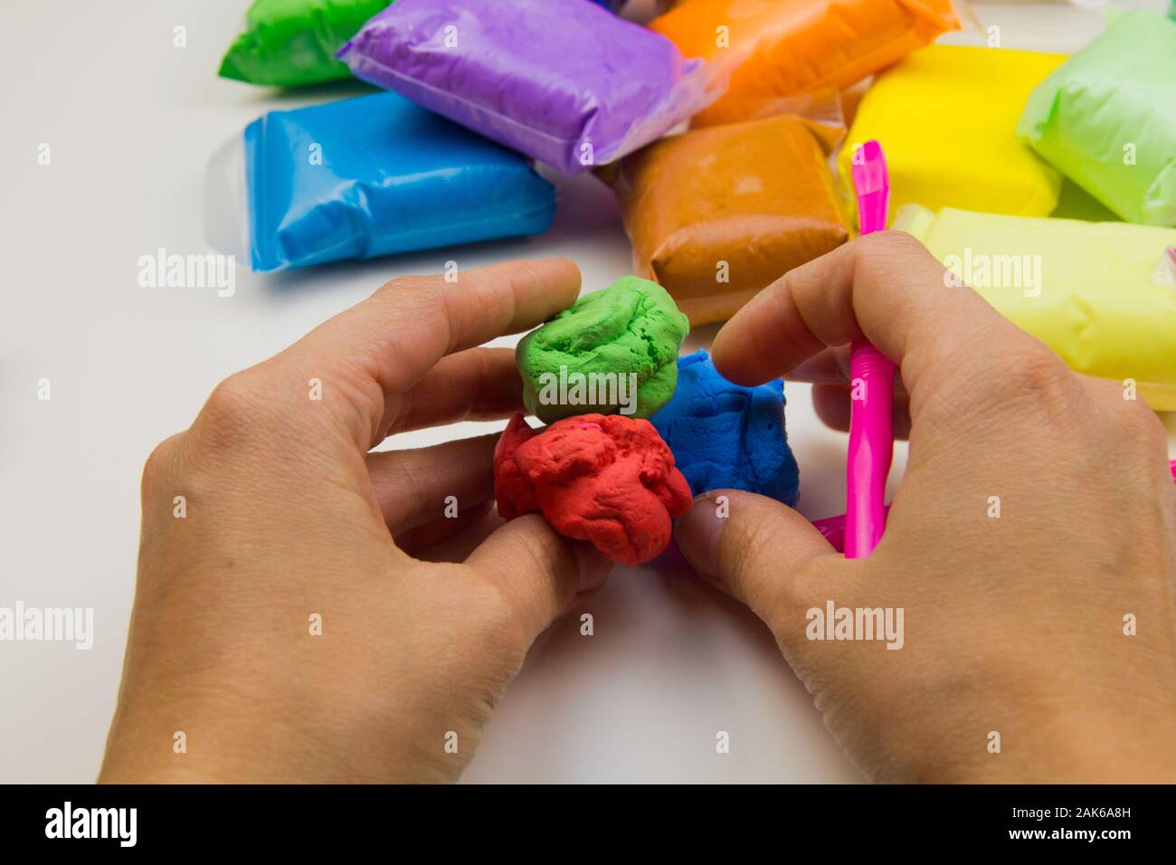 Airy plasticine mass for modeling colored super light plasticine on a ...