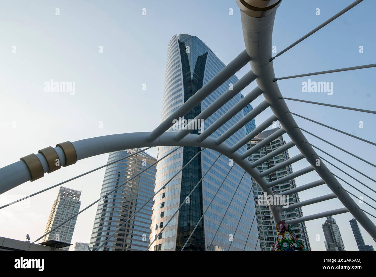 a skywalk circle at the skytrain station of BTS in Silom in the city of ...