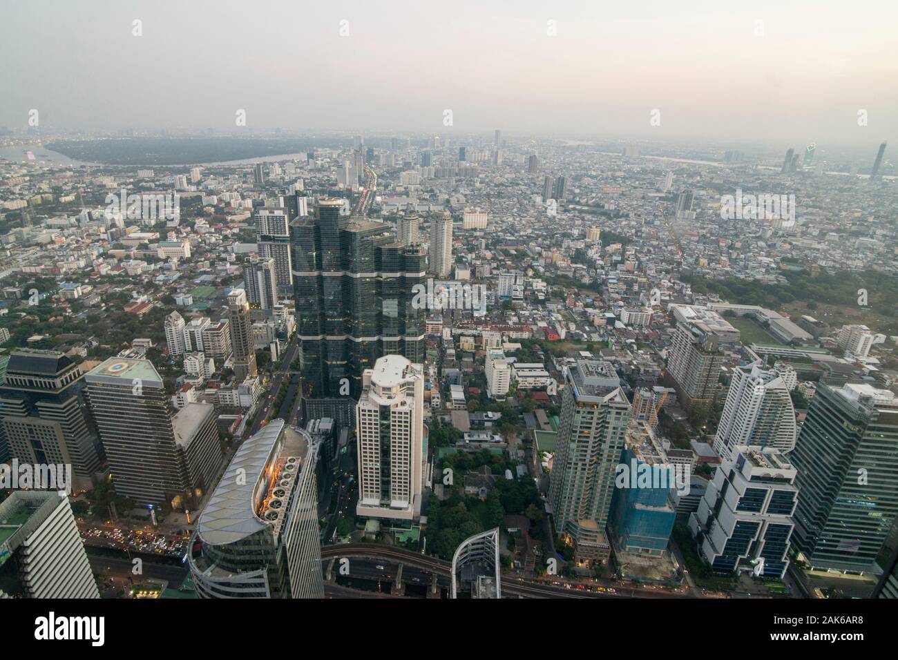 the skyline from the Roof Top of the Maha Nakhon Building in Sathon in ...