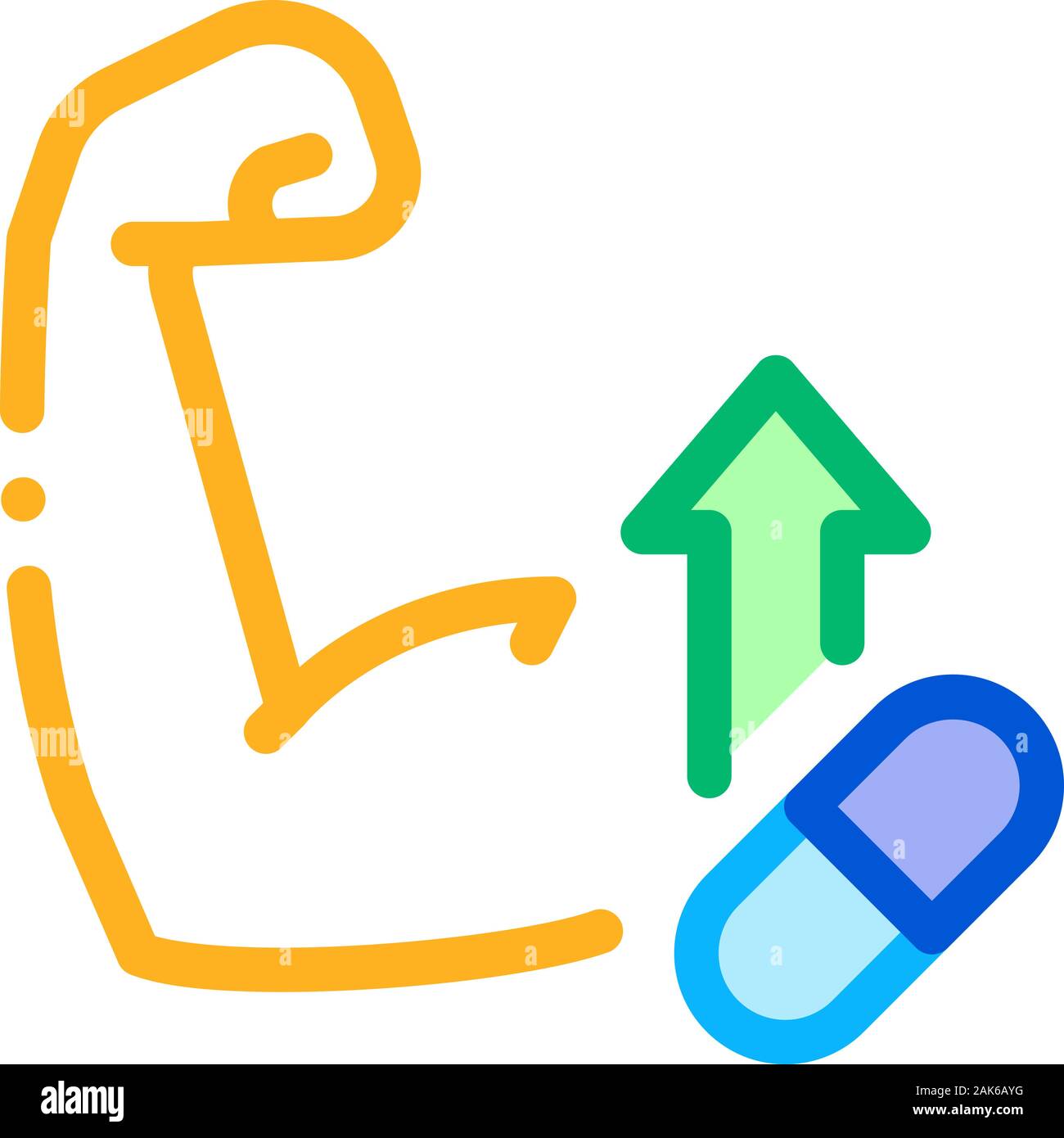 Muscle Pumping with Pills Supplements Icon Vector Illustration Stock ...