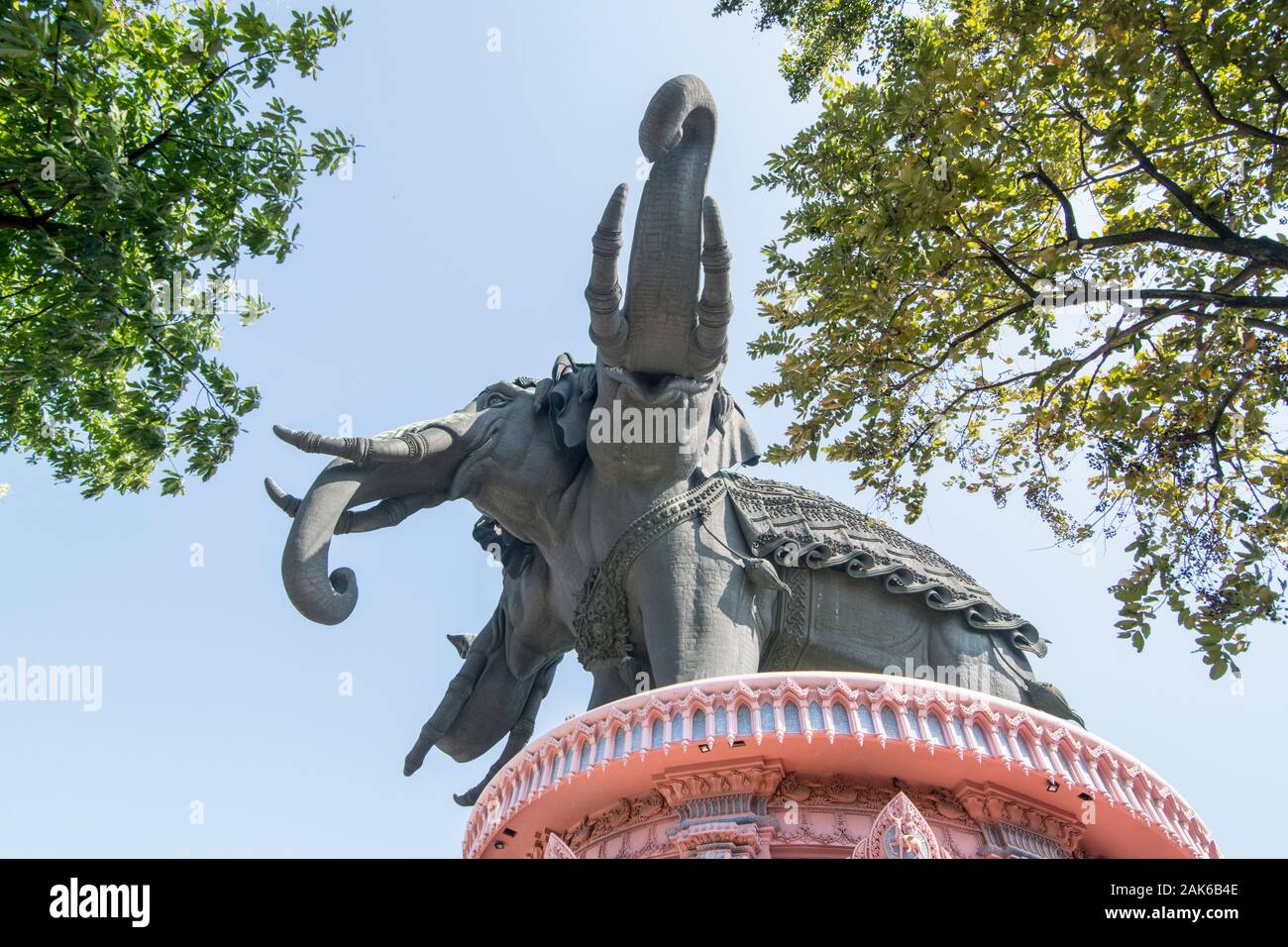 The 3 headed elephant statue of the Erewan Elephant Museum and temple ...