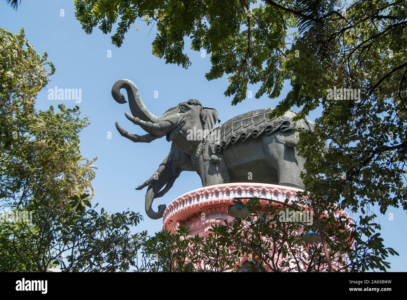 The 3 headed elephant statue of the Erewan Elephant Museum and temple ...
