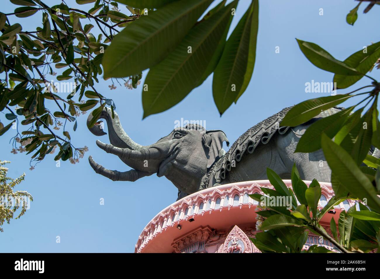 The 3 headed elephant statue of the Erewan Elephant Museum and temple ...