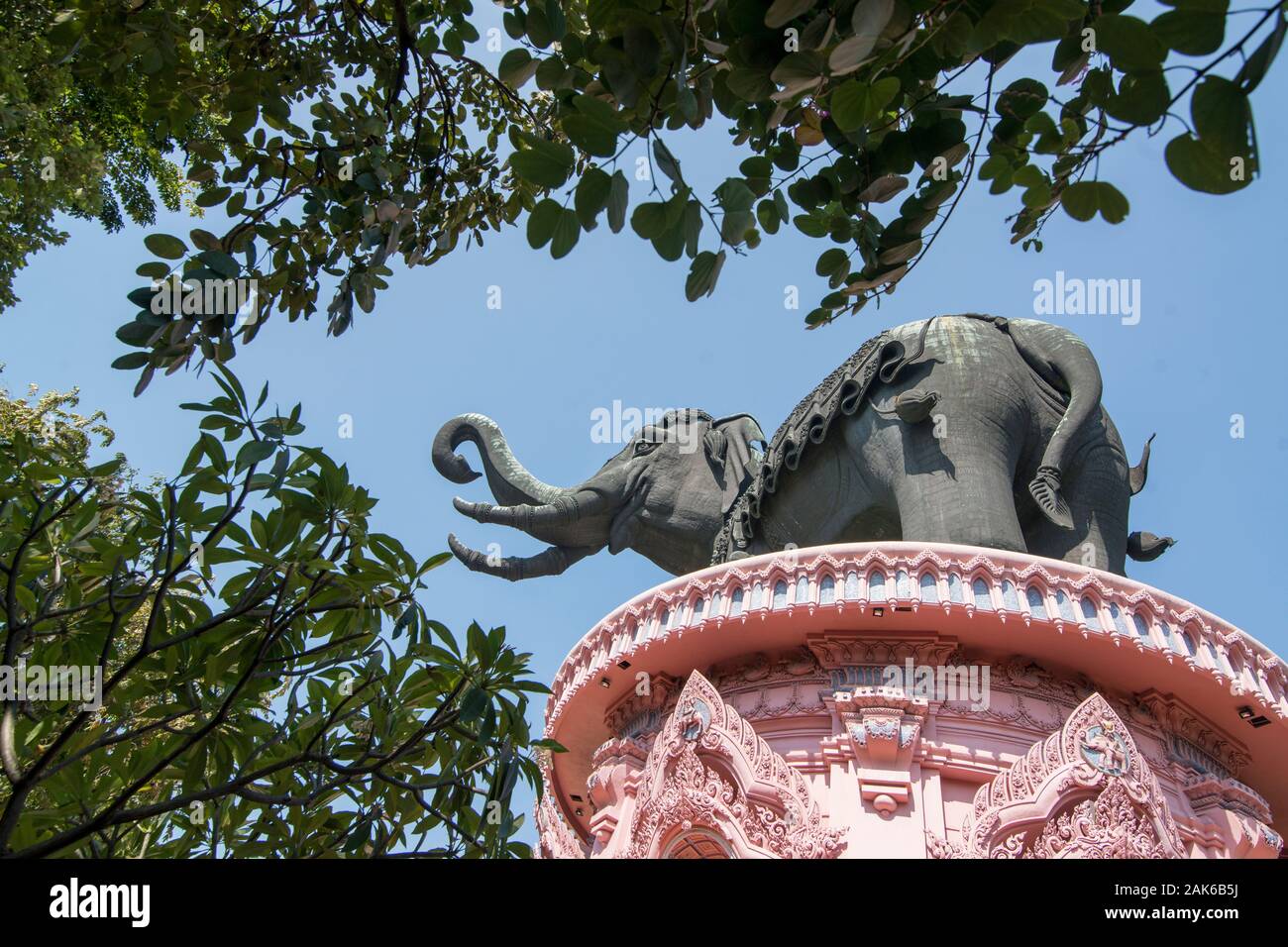The 3 headed elephant statue of the Erewan Elephant Museum and temple ...