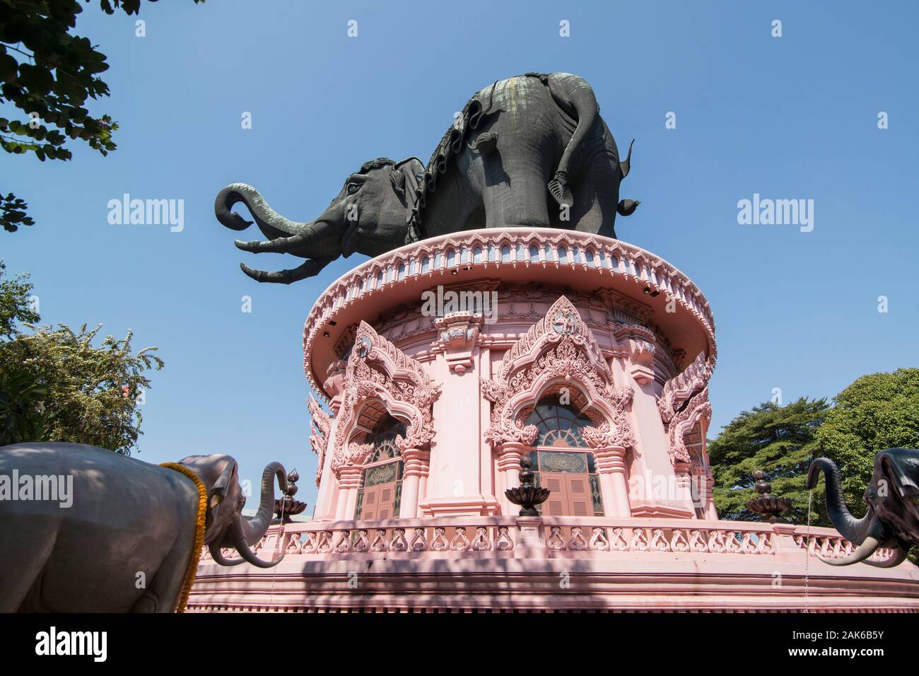 The 3 headed elephant statue of the Erewan Elephant Museum and temple ...