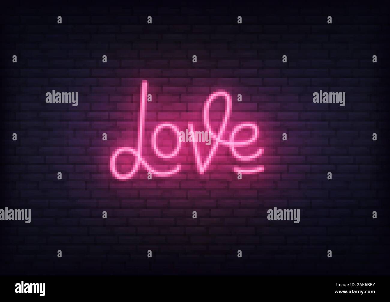 Love neon sign. Love neon glowing lettering sign for Valentines Day ...