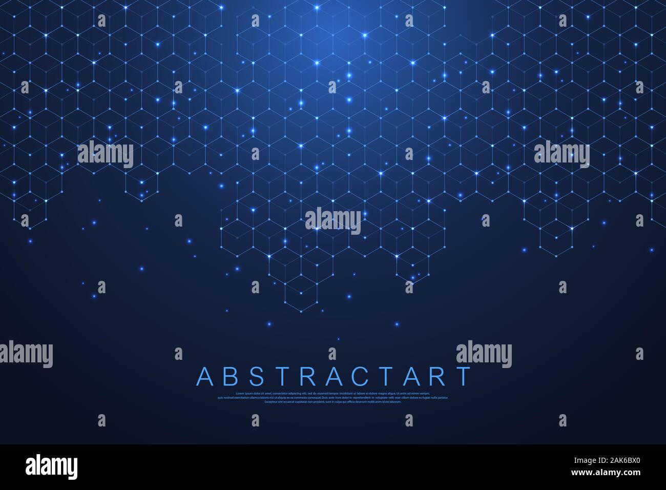 Technology abstract lines and dots connect background with hexagons ...