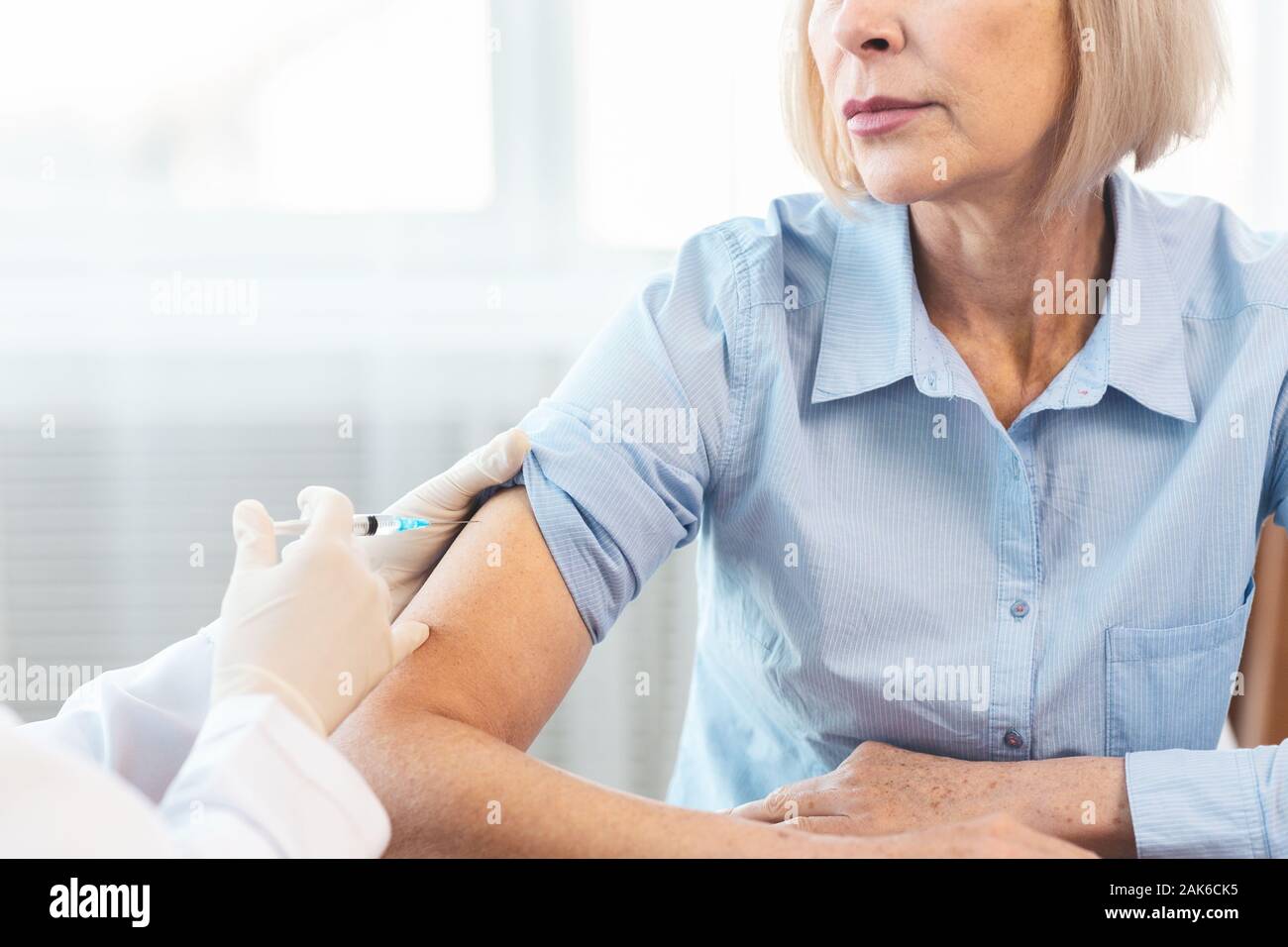 Healthcare Concept. Cropped image of unrecognizable nurse giving ...