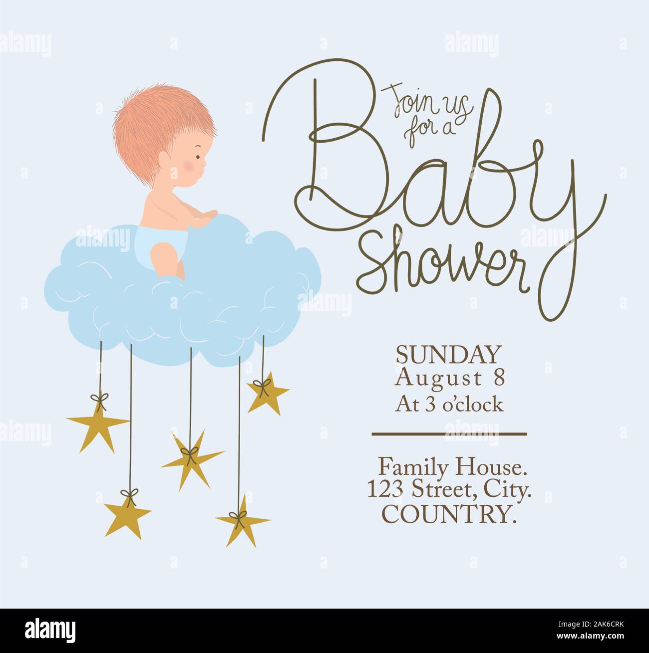 Baby shower invitation with cute baby cartoon vector design Stock ...
