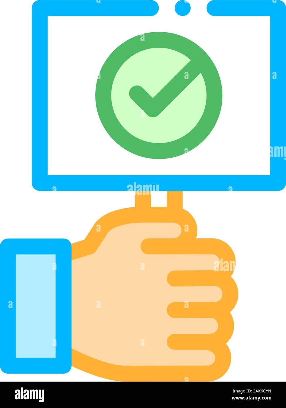 Hand Holding Tablet With Approved Mark Vector Icon Stock Vector Image ...