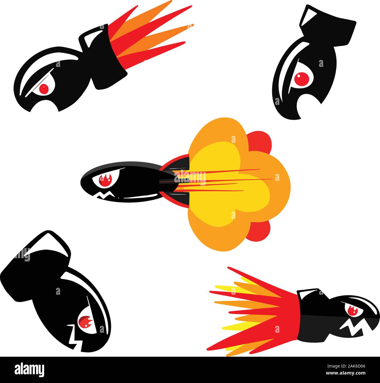 Collection of Cartoon Bombs and War Missiles And Explosions Vector ...