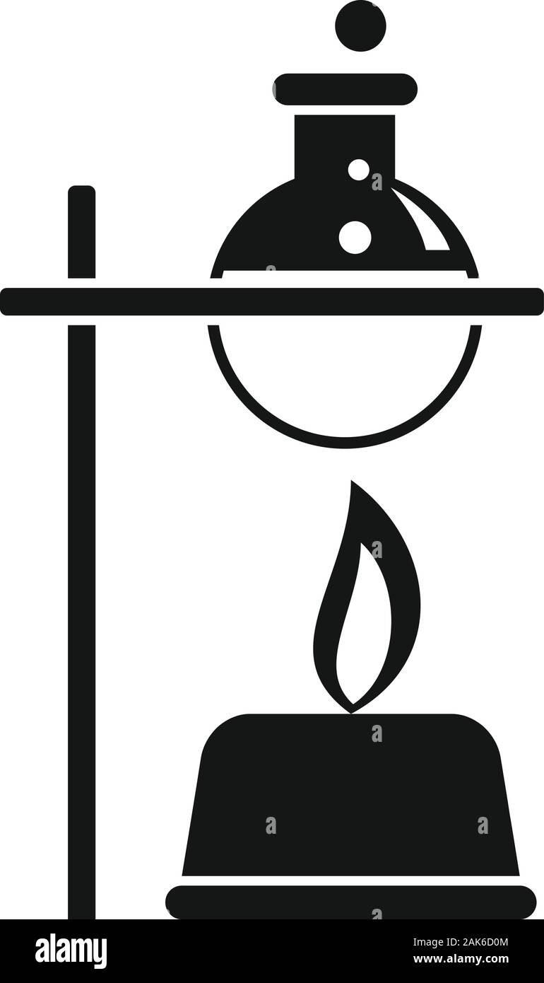 Boiling flask under fire icon. Simple illustration of boiling flask ...
