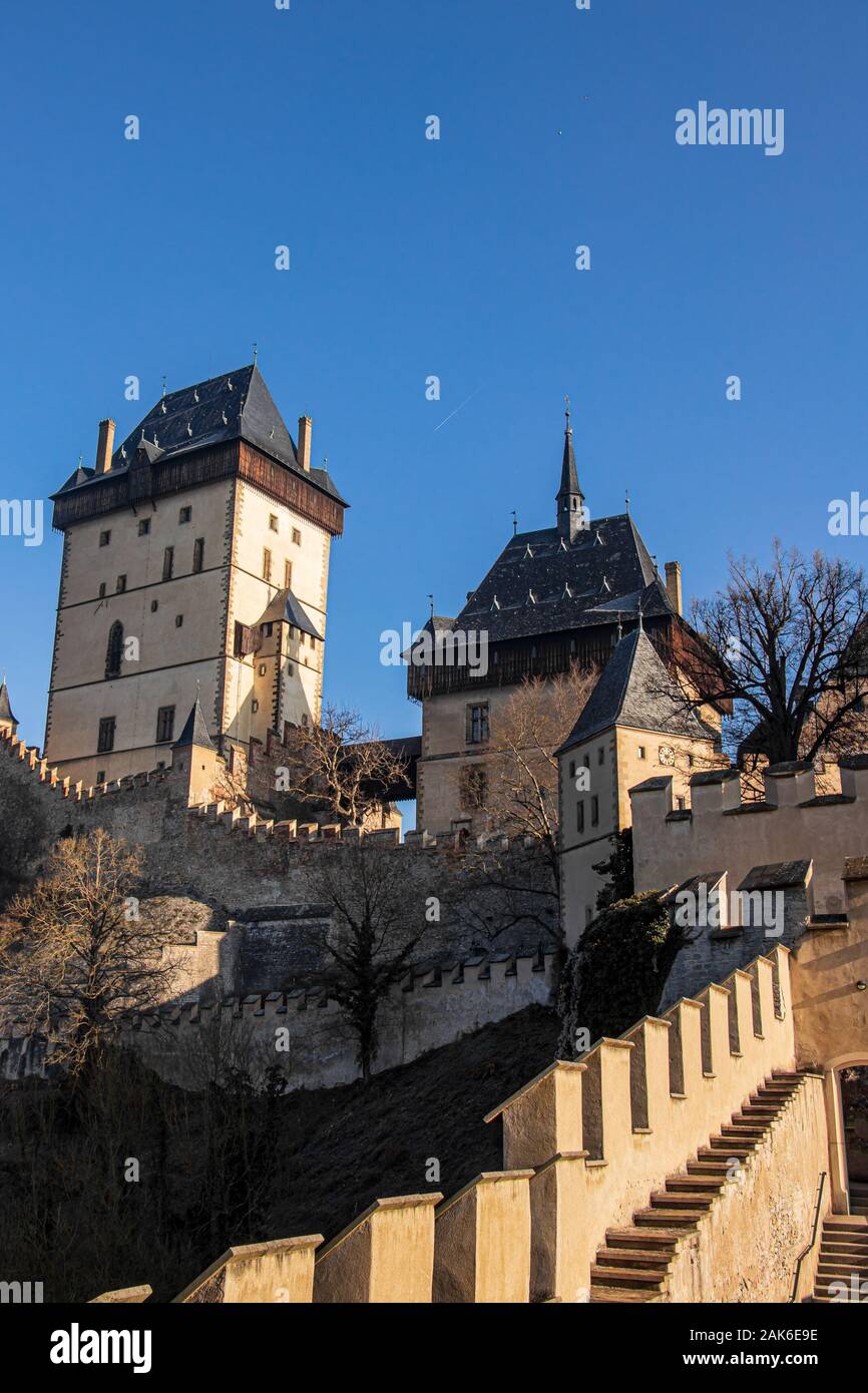 Castle walls of Karlštejn castle Stock Photo - Alamy