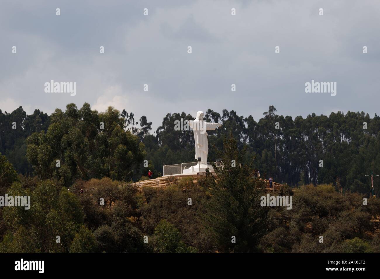 View of famous Christo Blanco statue at the outskirts of the Peruvian ...