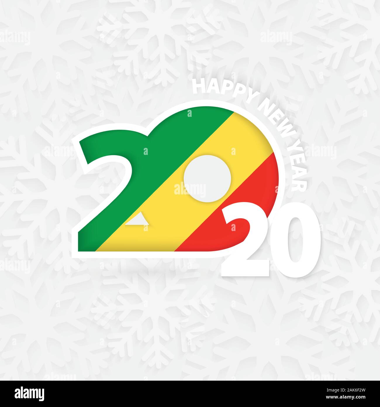 Happy New Year 2020 for Congo on snowflake background. Greeting Congo ...