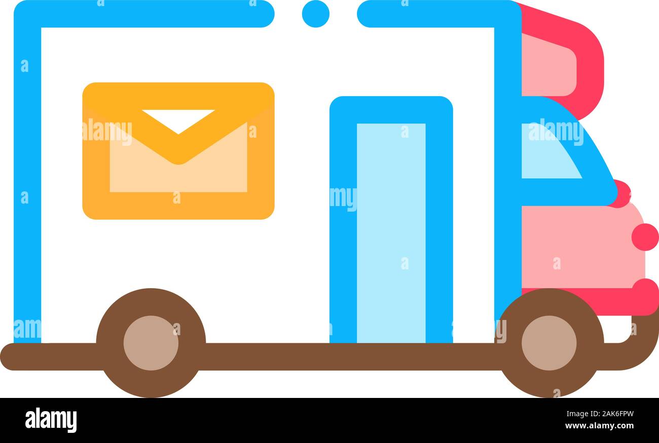 Mail Truck Postal Transportation Company Icon Vector Illustration Stock ...