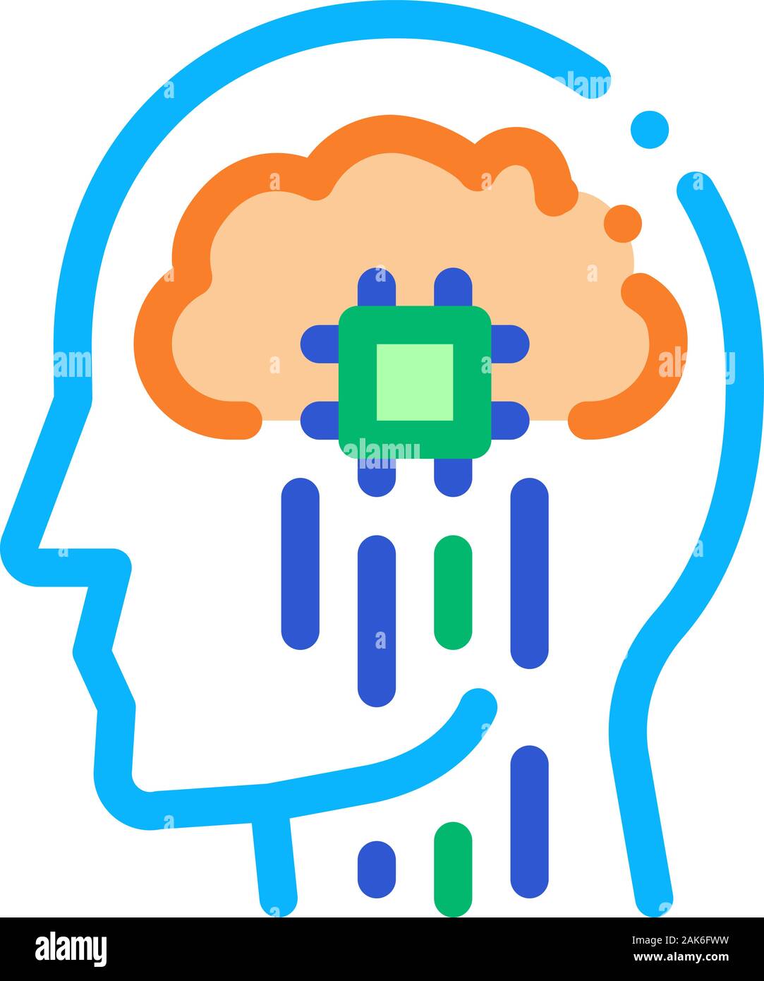 Head Nerve Impulses Biohacking Icon Vector Illustration Stock Vector ...