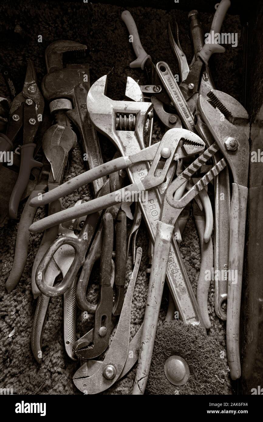 WY04127-00-BW...WYOMING - Wrenches in a tool cabinet of the Willow ...