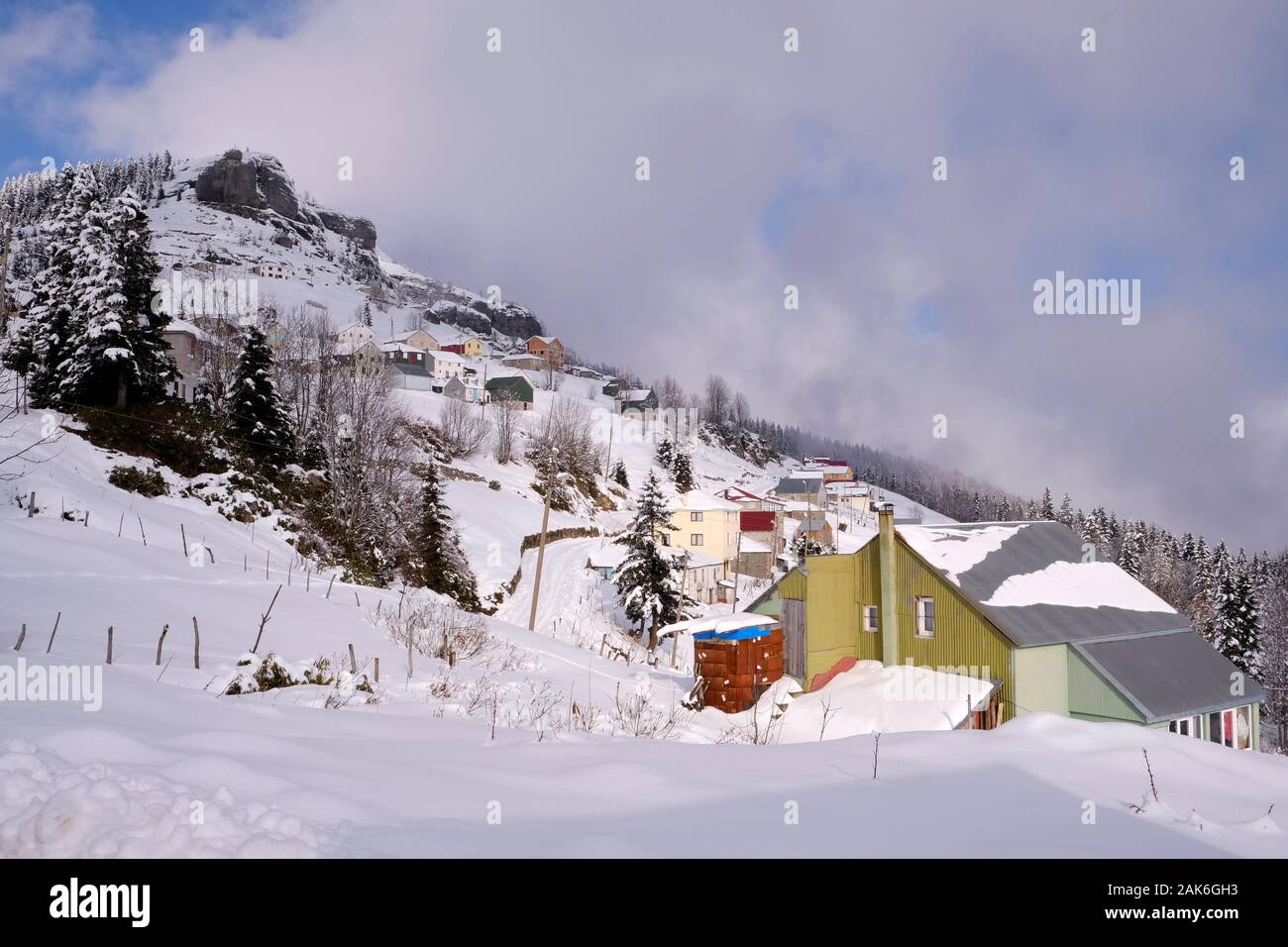 winter landscape from Sis Dağı plateau in trabzon Beşikdüzü turkey ...