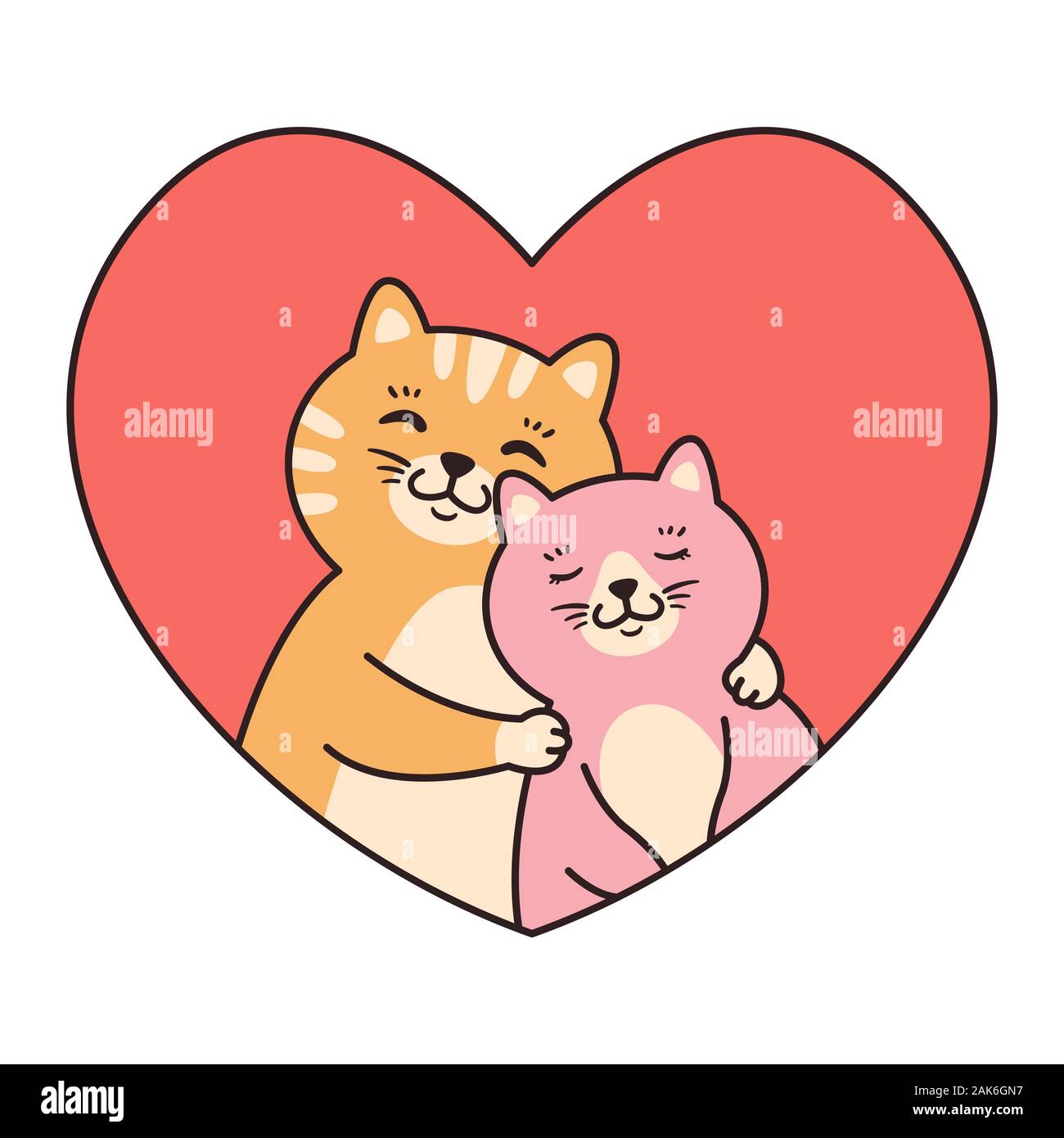 Cute Cat Hug Cartoon