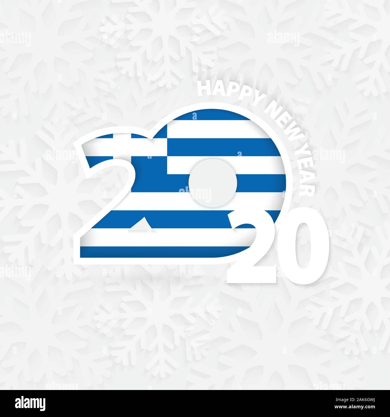 Happy New Year 2020 for Greece on snowflake background. Greeting Greece ...