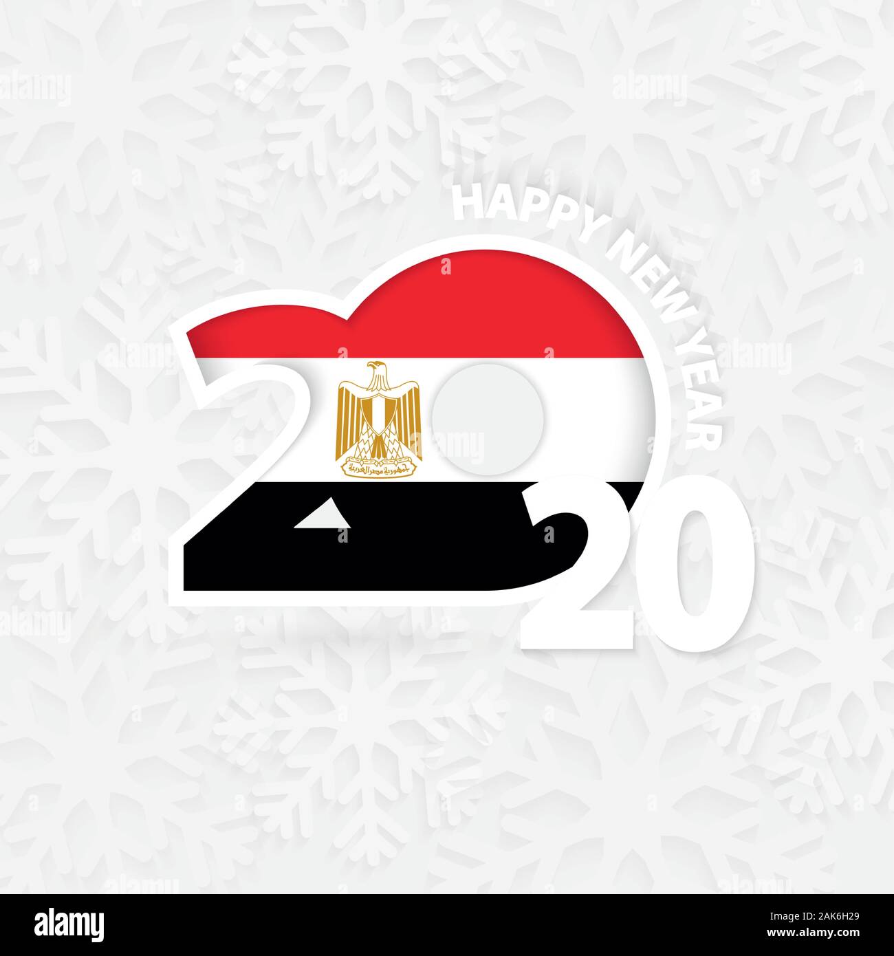 Happy New Year 2020 for Egypt on snowflake background. Greeting Egypt ...