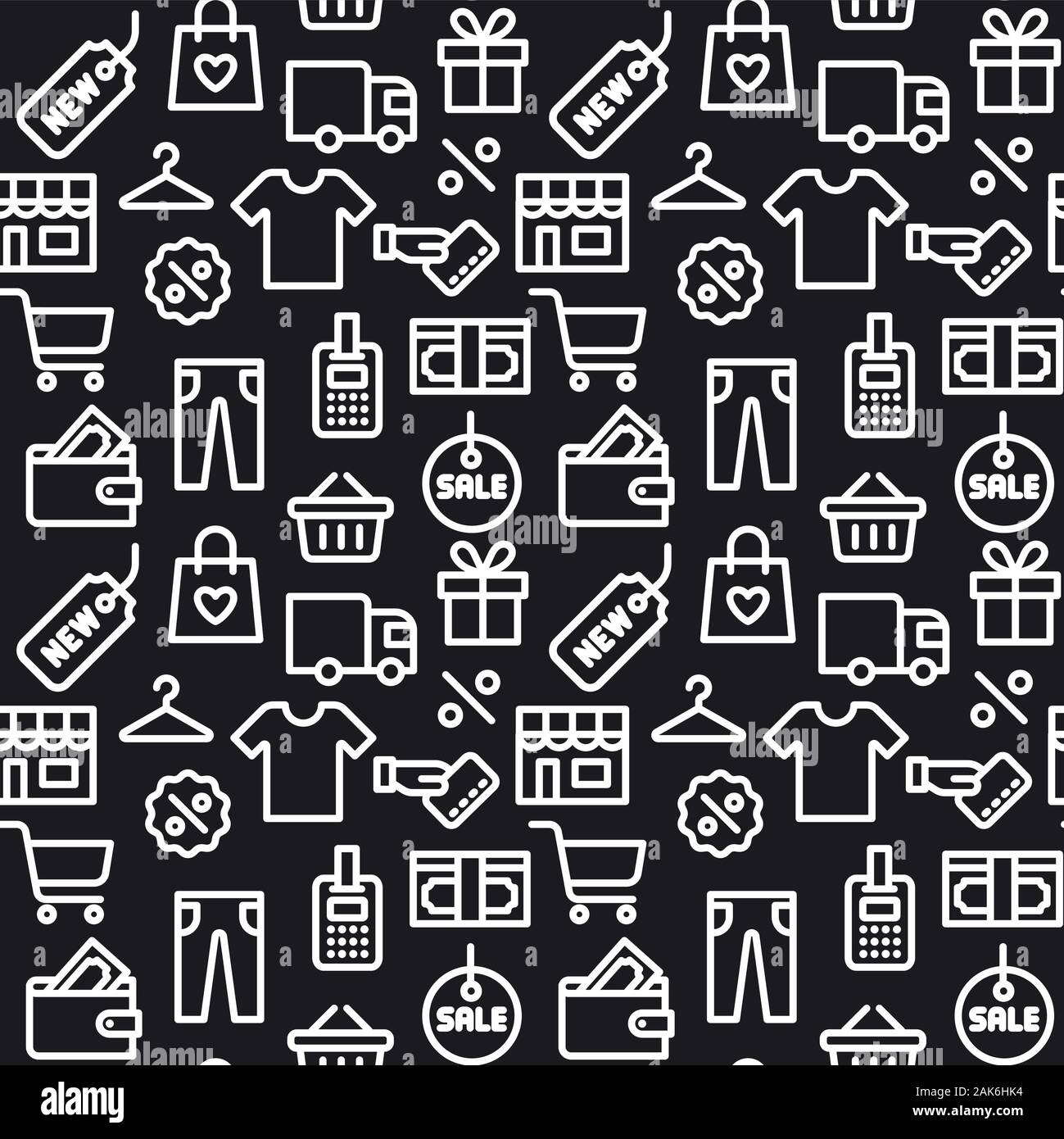 illustration of the shopping and sale seamless pattern Stock Vector ...
