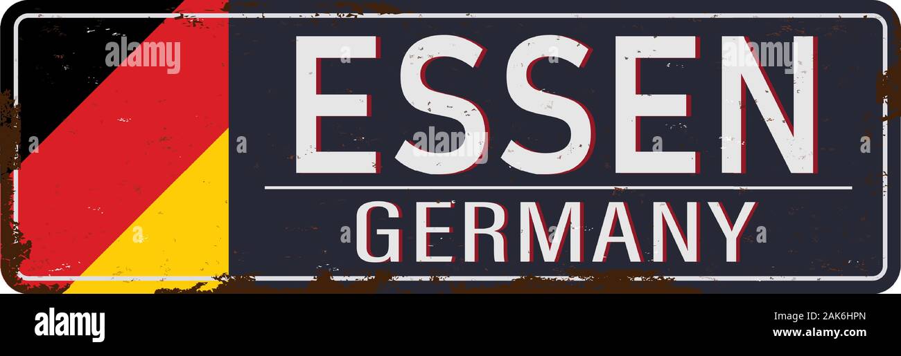 Essen Germany vintage rusty metal sign on a white background, vector ...