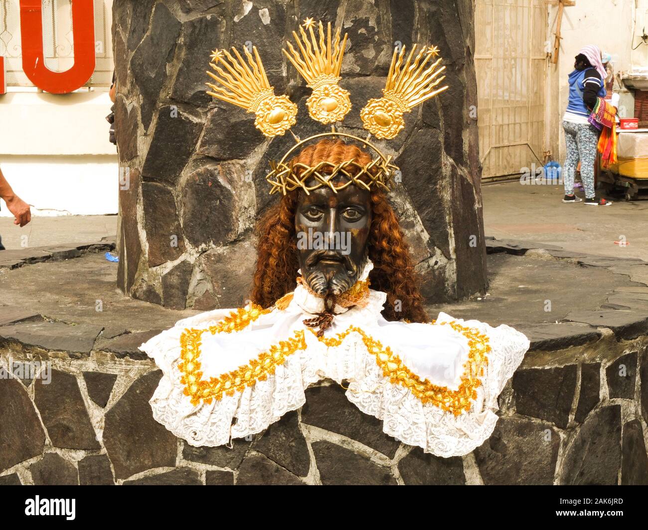 A large bust replica of Black Nazarene is being displayed at Plaza ...